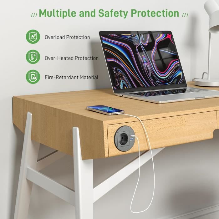 Prise Encastrable Plan De Travail Usb C Pd20W, Multiprise Encastrable ...