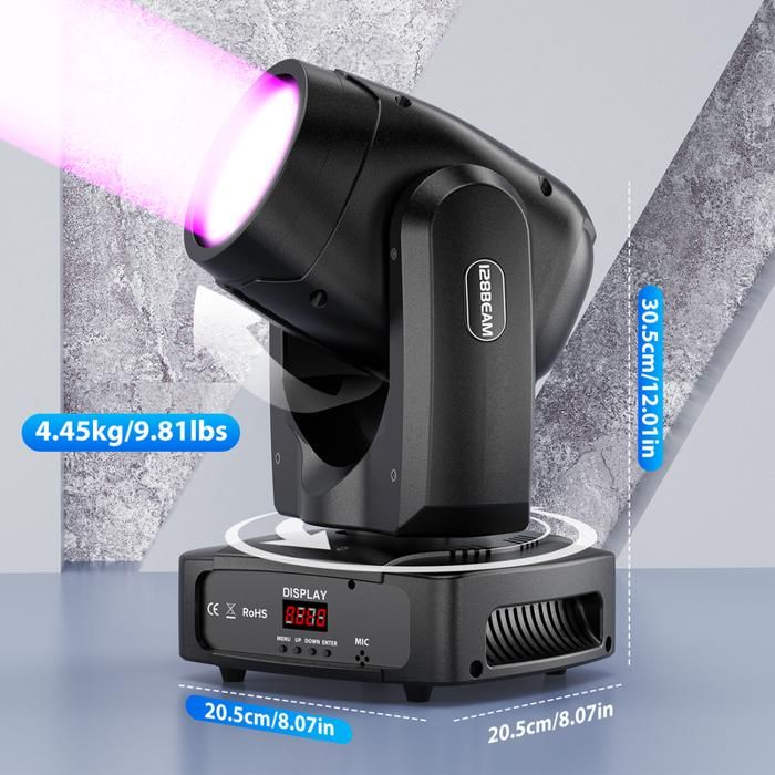 UKing 215W Lyre LED RGBW DMX Beam 8 GOBO 18 Prisme Avec Panneau ...