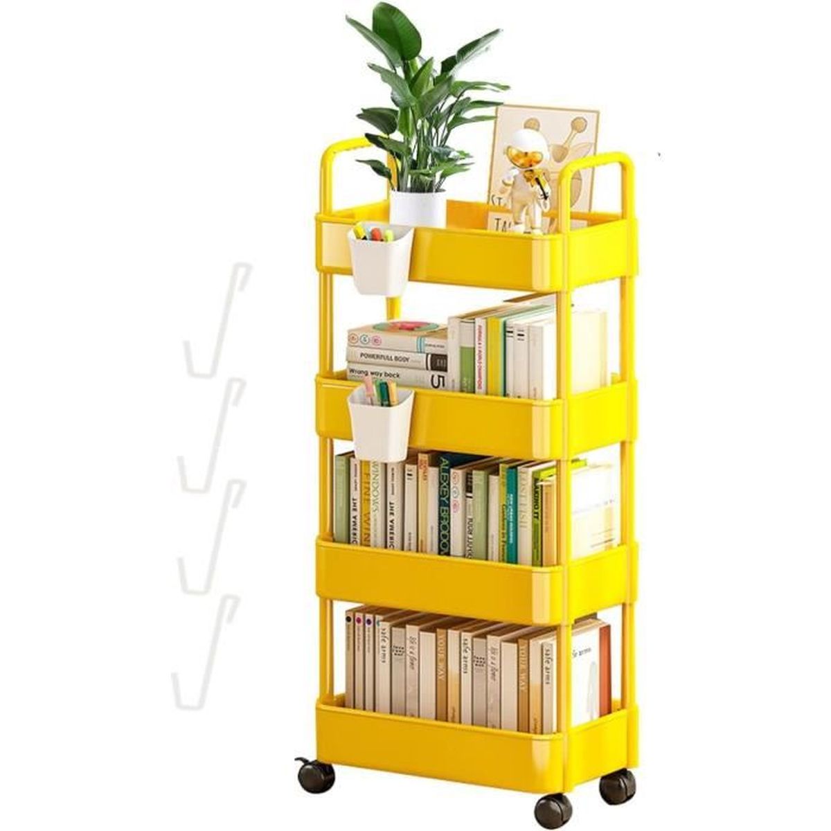 Chariot De Rangement À 4 Niveaux,ITOOBE Chariot Roulant sur roulettes ...