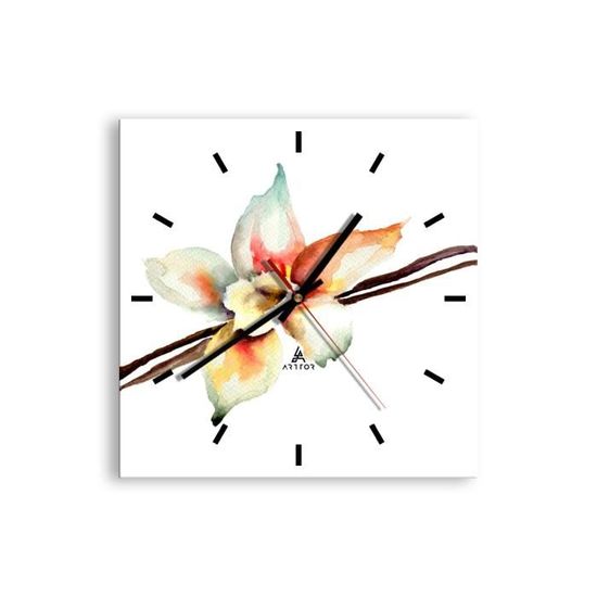 Horloge murale - Horloge en verre - Pendule murales 30x30 cm - Orchidée ...
