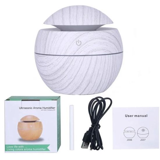 Diffuseur d'huile aromatique USB en bois,aquarelle électrique,mini brumisateur LED d ...