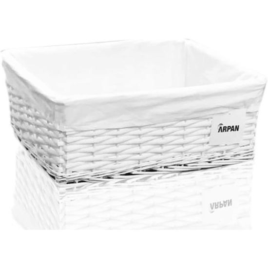 Grand Panier de Rangement en Osier avec Doublure en Tissu Blanc (C ...