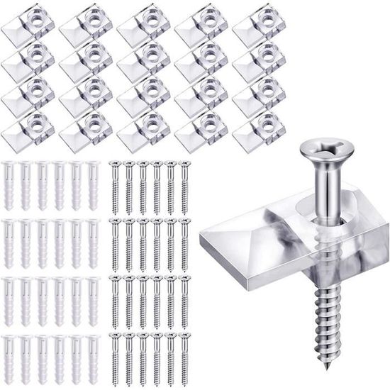 Clips de Support de Miroir,Clips de Fixation Murale pour Miroir léger ...