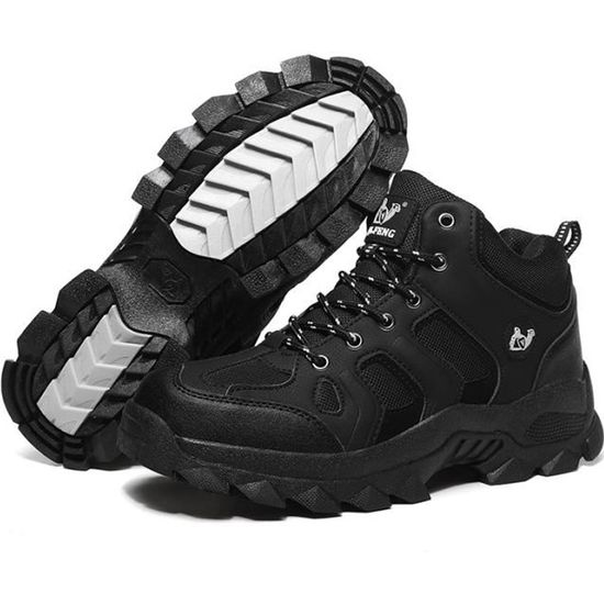 Chaussures Marche-Rando Homme Trekking Suédé Cuir Noir Maintien ...