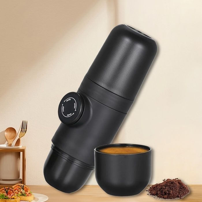 Noir Machine caf portable manuelle en capsules pour camping randonne et bureau CAFETIERE ...