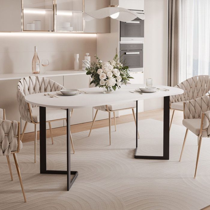 Table à Manger Extensible PADMIN - 6-8 personnes - Ovale - 140x80x76 cm ...