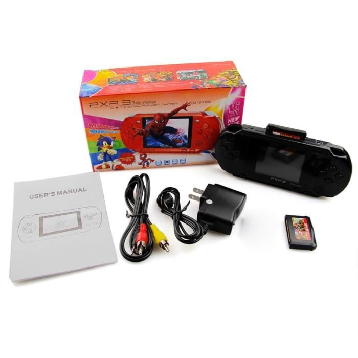 Rouge-Console De Jeu Vidéo Portable Pxp3 16 Bits, Avec Câble Av, Prise ...