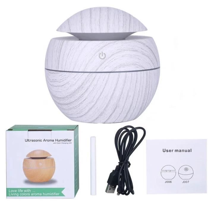Diffuseur d'huile aromatique USB en bois,aquarelle électrique,mini brumisateur LED d ...