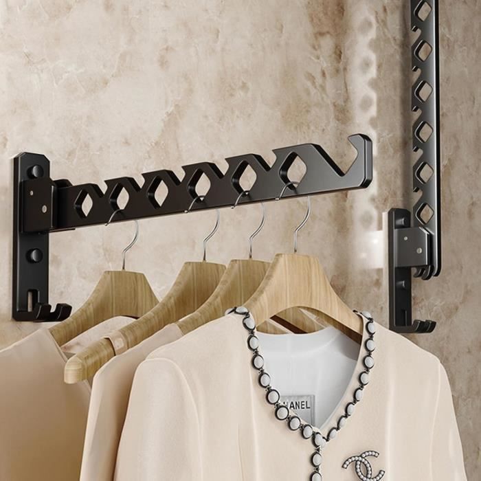 2Pc Étendoir Mural,Porte Cintre Mural,Rotation 180° Porte-Vêtements ...