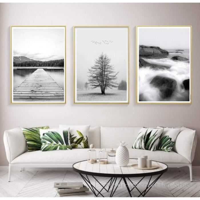 Art Triptyque Affiche Noir Et Blanc Imprime Paysage Affiches Et ...
