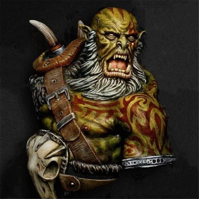 Kit de modélisme de figurine en résine 1-9 fantasy orc général buste ...