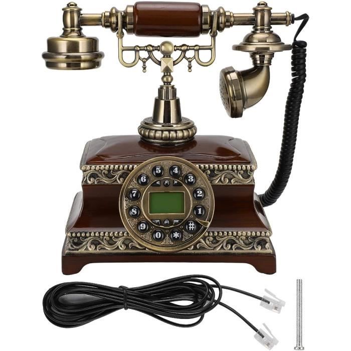 Téléphone Fixe Imitation Bois + Bronze Fonction Ip Fonction De ...