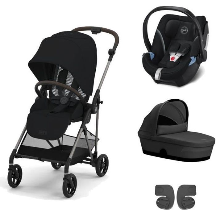CYBEX - Poussette TRIO Melio 3 Taupe Nacelle Moon Black ATON 5 Deep ...