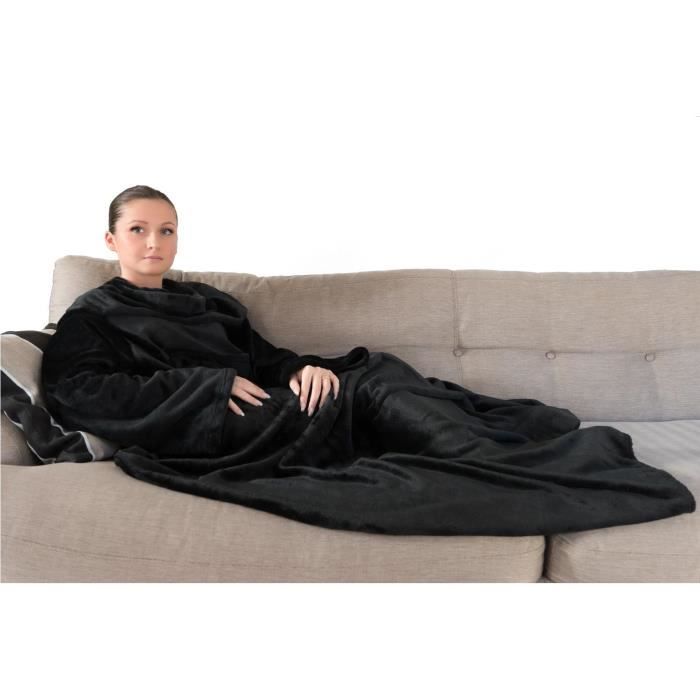Couverture Polaire Toison avec manches - Plaid TV effet velours - 1 ...
