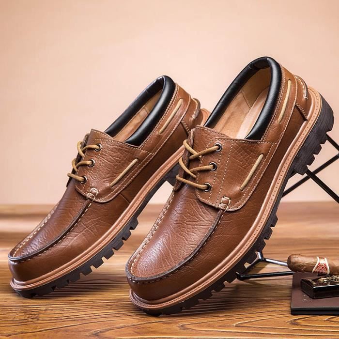 Chaussures en cuir véritable pour homme, chaussures 2019, couture à la ...