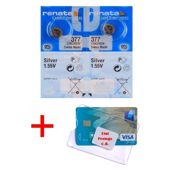 Pile montre SR626SW 377 RENATA Oxyde d'argent 1,55V AG4 SR66 LR66 SR626 ... Pile montre SR626SW 377 RENATA Oxyde d'argent 1,55V AG4 SR66 LR66 SR626 ...