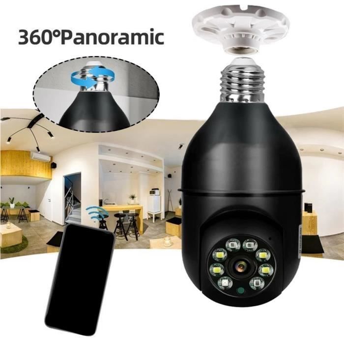 Caméra à ampoule E27, audio bidirectionnel, caméra de sécurité à 360 ...