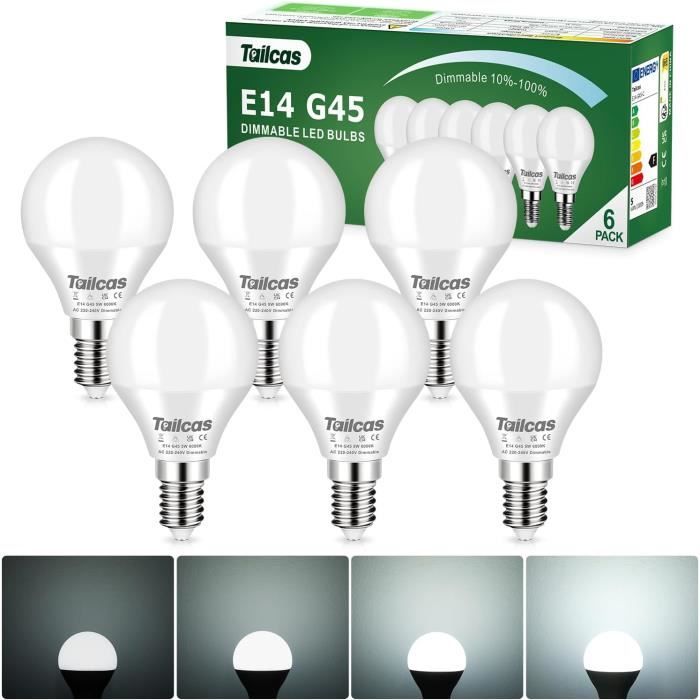 Dimmable Ampoules E14, Led 5W Équivalent Halogene 40W, Blanc Froid 6000K 450Lm, Lot De 6[J7512 ...