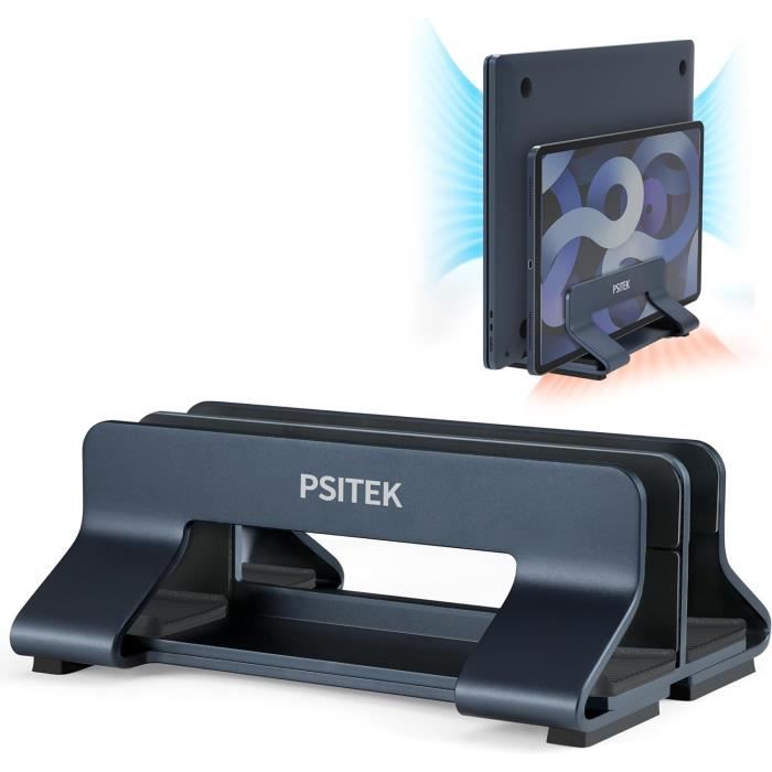 Psitek Support de Bureau Vertical en Alm pour Ordinateur Portable, Double Emplacement Ajustable ...