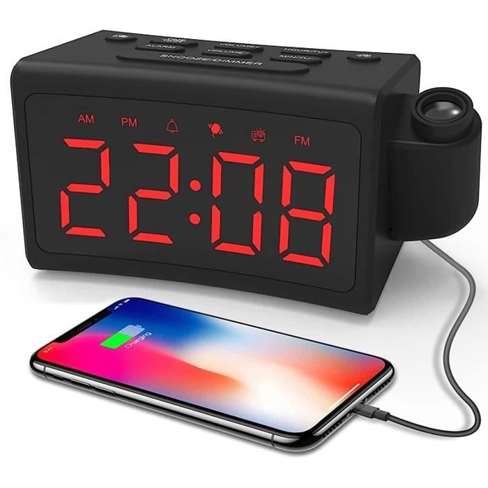 Réveil Projecteur Plafond Avec Radio Fm, Avec Port Usb Avec Double ...