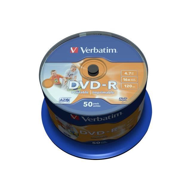 DVD-R VERBATIM 4.7GB 16xspd 50Spindle print - Cdiscount Informatique
