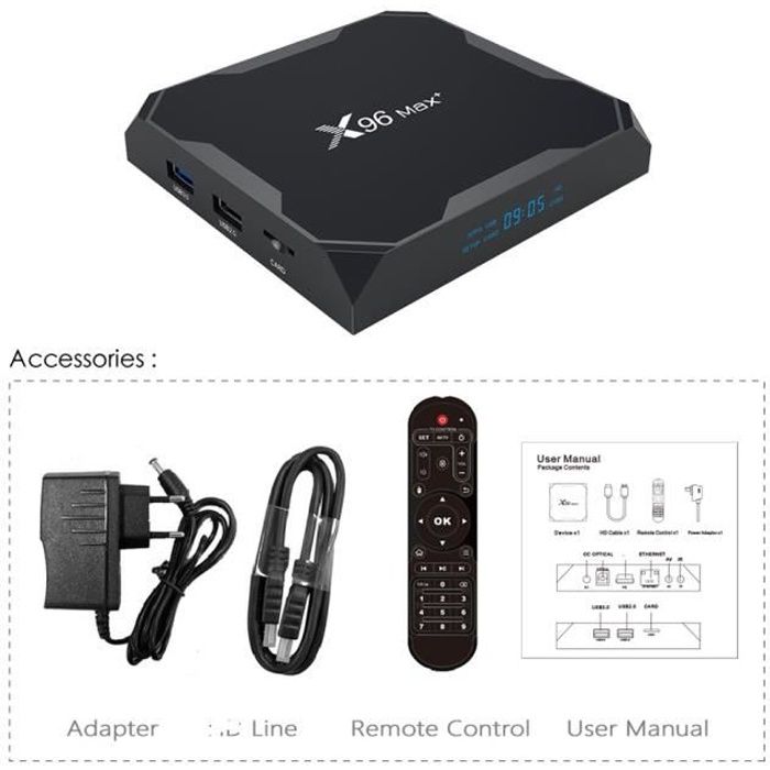 Boîtier Smart TV X96 Max Plus, Android 1000, Amlogic S905x3, Quad Core ...