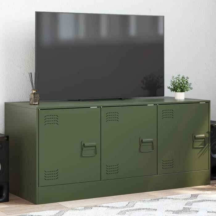 "Elégance" Meuble TV - UU - Table TV vert olive 99x39x44 cm acier 19389 ...