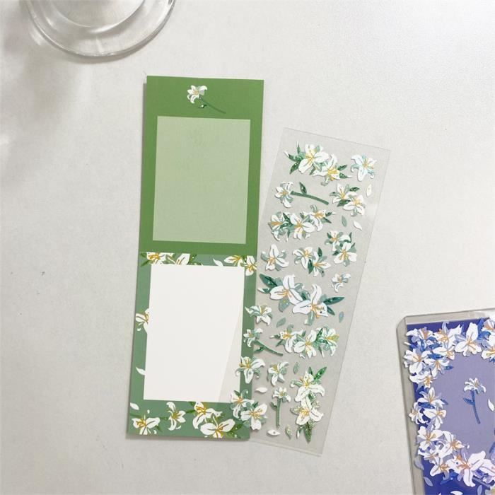 GOMMETTE,3--Autocollants fleur de lys coréen, belle carte de papeterie ...