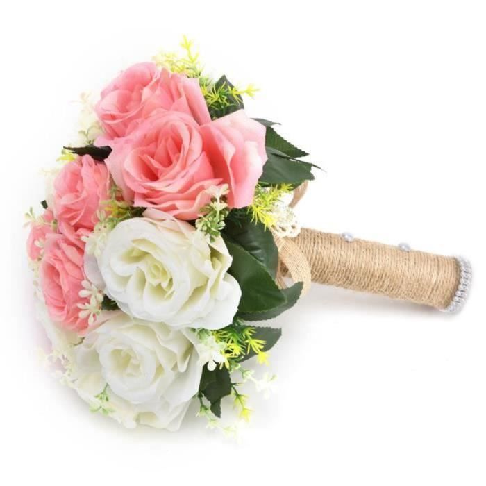 Bouquet de Mariée Artificiel Fleurs de Tenue de Mariage Faux Roses ...