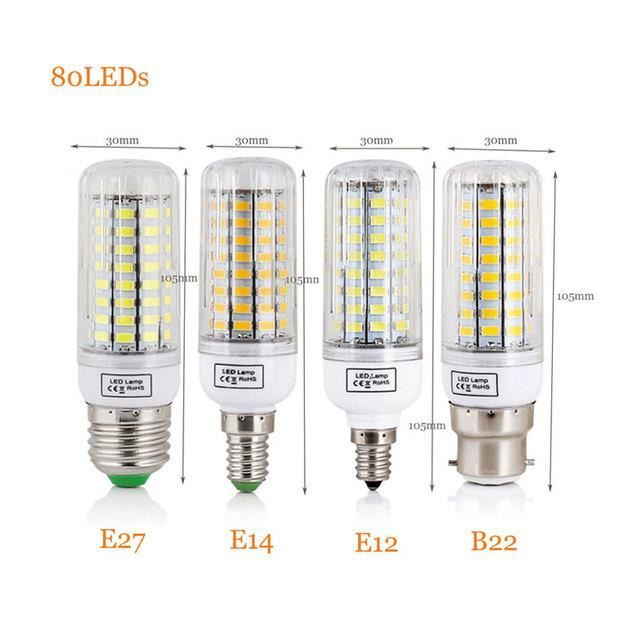 Ampoule,80LEDs 25W-B22 220V-Cool White--Ampoule LED SMD 5730, E14, E27, B22, E12, 24, 30, 42, 64 ...