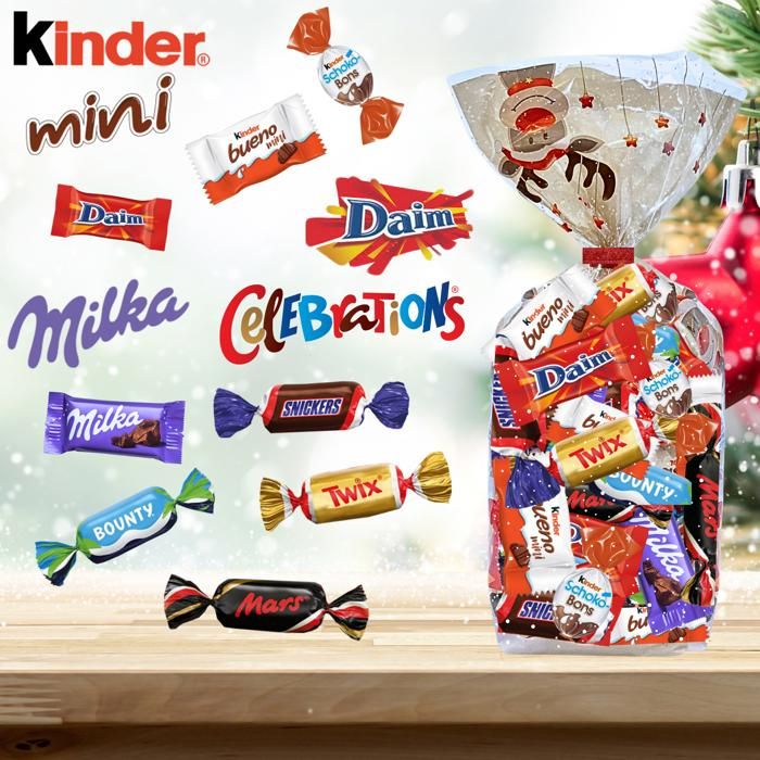4 Sachets de Noël garnis de 40 bonbons au chocolat : Célébrations ...