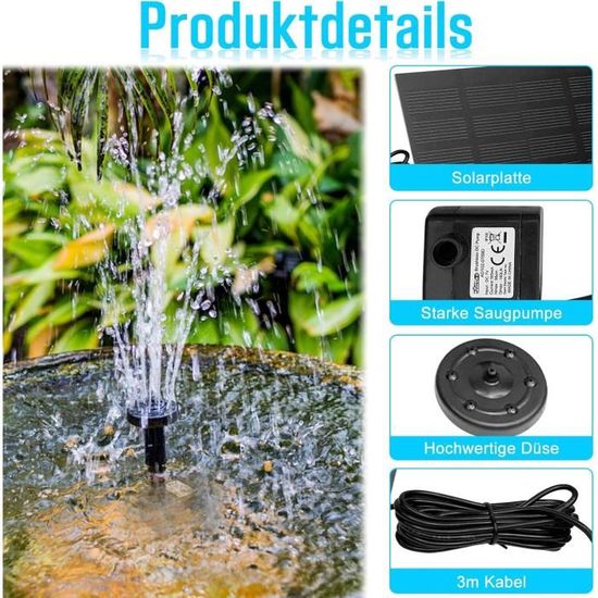 LARS360 1.2W Solaire Pompe pour fontaines Pompe à eau solaire Pompe de bassin solaire pour ...