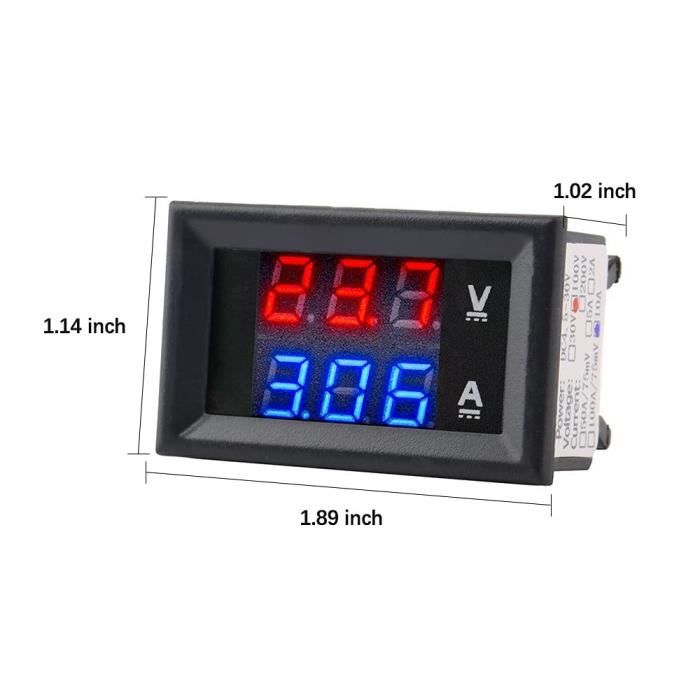 2 Pcs 0,28"Led Voltmètre Numérique Ampèremètre Dc 0-100V 10A, Volt Amp ...