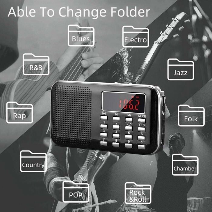 Radio Portable AM/FM, Poste Radio avec éClairage de Secours,Prise en ...