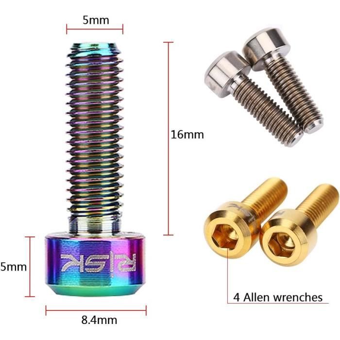 Lot De 6 Vis En Alliage De Titane M5X18 Vélo Vtt Direction Guidon Tige ...