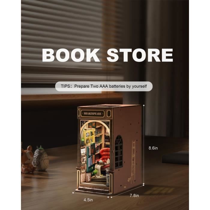 ROWOOD DIY Book Nook Kit, Puzzle 3D avec Lère LED, Bricolage Kit de ...
