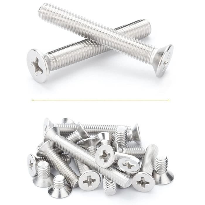 Vis Boulon À Tête Fraisée Phillips Cruciforme En Acier Inoxydable Vis À Métaux M10×40Mm,5 Pcs ...