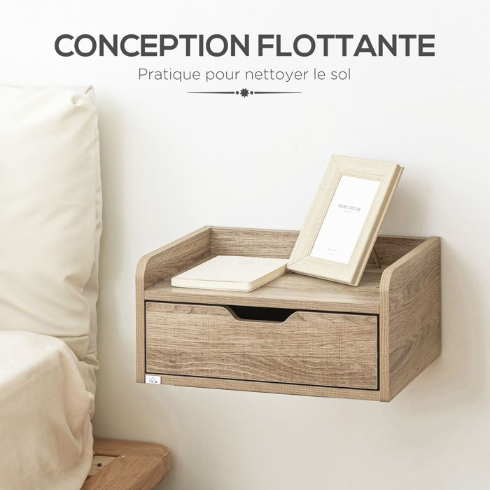 HOMCOM - Table de chevet - Panneau de particules - 40x30x19.5cm - Bois ...