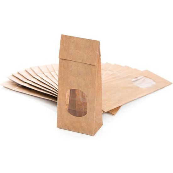 Sachets kraft avec fenêtre transparente, 100 pièces: petit sac papier ...