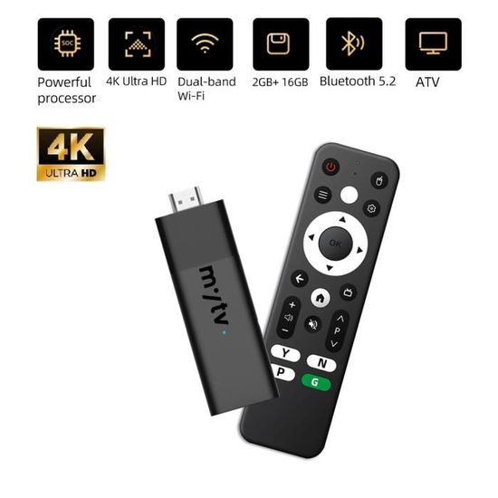 Clé TV 4K HD Android 10 Bluetooth 5.0/Wi-Fi 2.4GHz H313 - PRUMYA - Noir ...