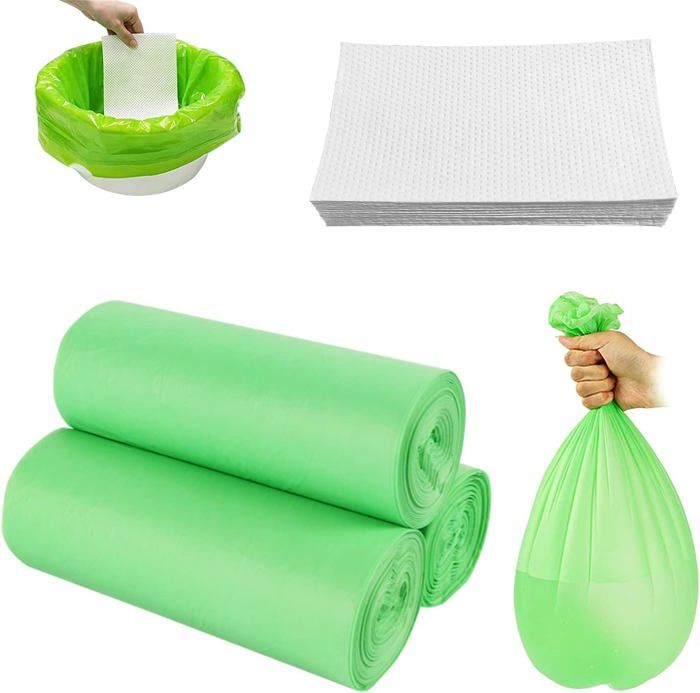 90 pcs Sacs de Toilette et 60 Coussinets Super Absorbants, Doublures de ...