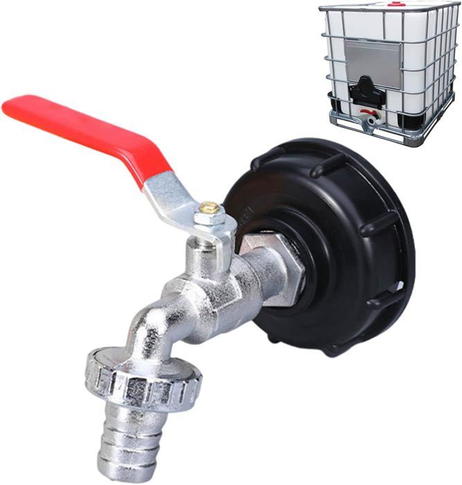 Robinet Cuve 1000L Avec Adaptateur Robinet Tuyau Arrosage S60X6 IBC Raccord Robinet Robinet de ...
