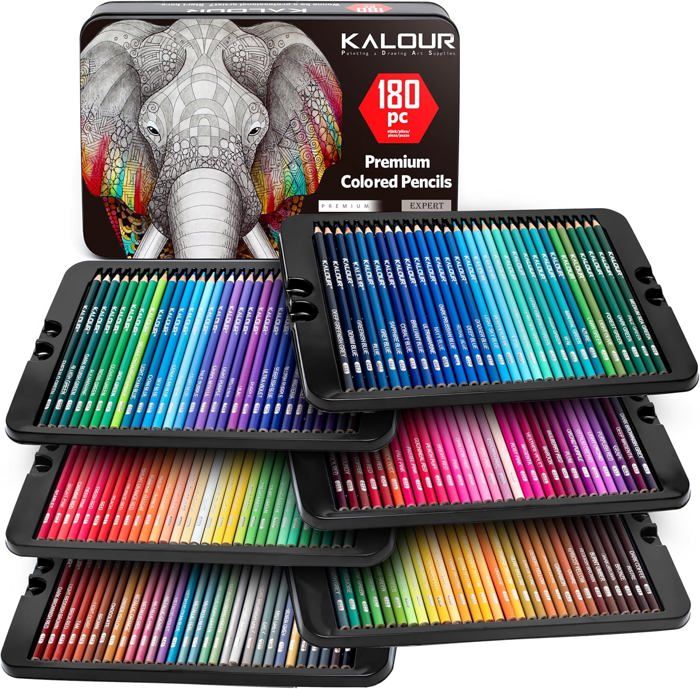 KALOUR Lot de 180 crayons de couleur pour artistes adultes – Pigments ...