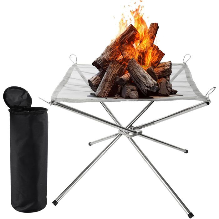 MIVIDE Foyer Portable pour Camping, 56 x 56 x 43 cm Brasero Portable ...