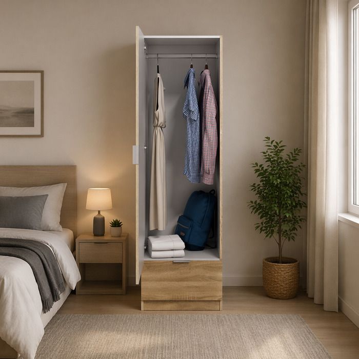 Grand Armoire Dmora, en Bois Noble Chêne Marron 51x170h cm - Cdiscount ...