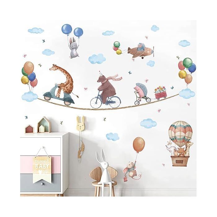 40 pièces animaux autocollant mural chambre d' couleur lumière 134x40cm ...