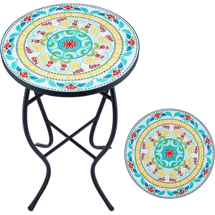 Table D'Appoint Ronde Mosaïque En Céramique De Jardin 14" (35,5Cm ...