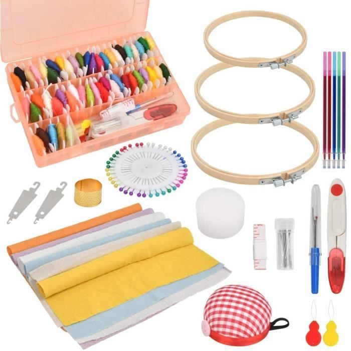 Kit de Broderie Complet 3 Cercles à Broder en Bambou, 50 Fils De ...