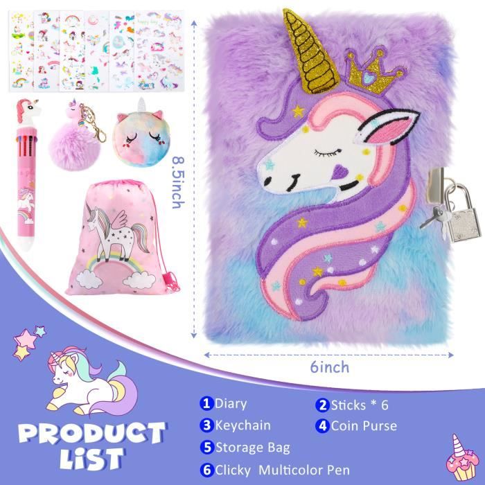 Ensemble de licorne - Bloc notes en forme de licorne en peluche avec ...