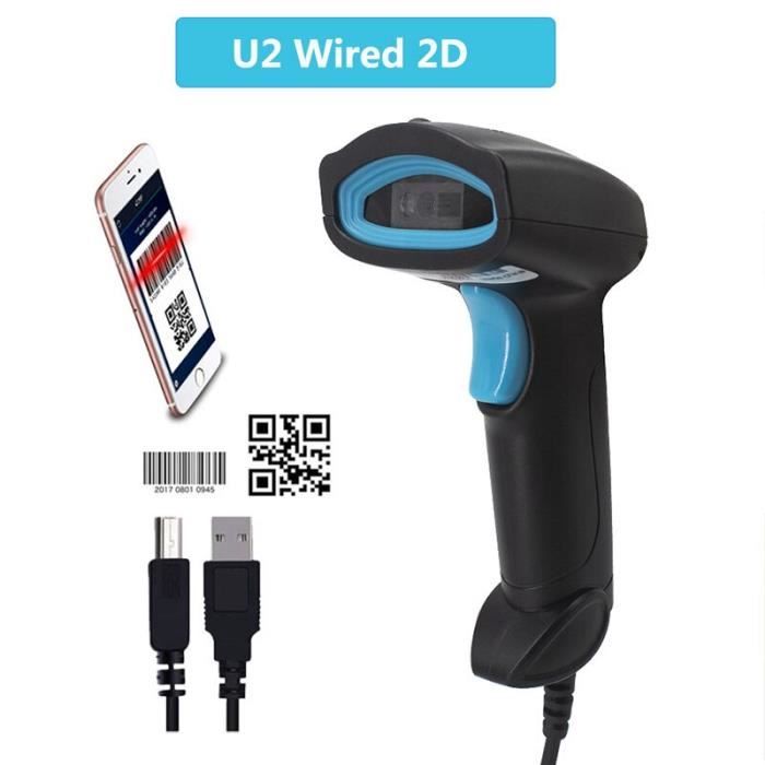 Scanner de codes à barres 2D sans fil Bluetooth lecteur de codes QR pour système Pos Scanner de ...